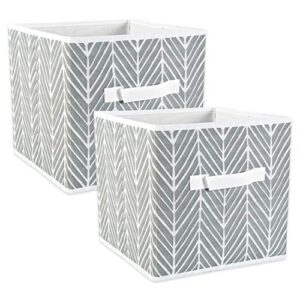 dii non woven storage collection polyester herringbone bin, large set of 2, gray, 2 piece