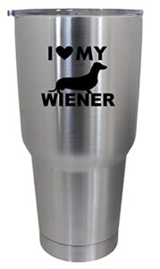 epic designs cups drinkware tumbler sticker - i love my wiener funny dachshund weiner dog - cool sticker decal