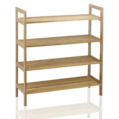 Oceanstar 4-Tier Bamboo, Natural Shoe Rack, Medium