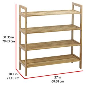 Oceanstar 4-Tier Bamboo, Natural Shoe Rack, Medium