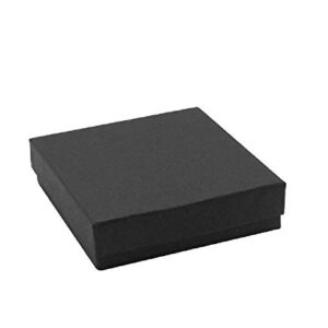 12 Pack Cotton Filled Black Matte Paper Cardboard Jewelry Gift and Retail Boxes for Valentine's Day 3 X 3 X 1 Inch Size by R J Displays