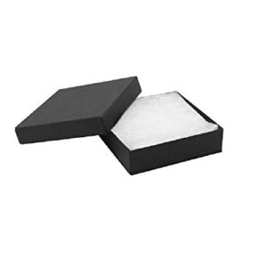 12 Pack Cotton Filled Black Matte Paper Cardboard Jewelry Gift and Retail Boxes for Valentine's Day 3 X 3 X 1 Inch Size by R J Displays