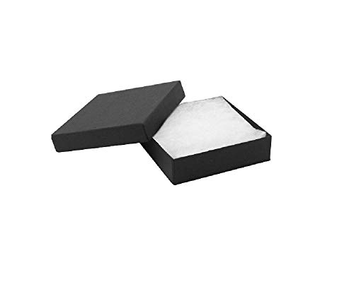 12 Pack Cotton Filled Black Matte Paper Cardboard Jewelry Gift and Retail Boxes for Valentine's Day 3 X 3 X 1 Inch Size by R J Displays