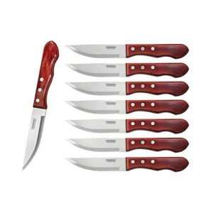 tramontina porterhouse steak knife set stainless steel edge w/ riveted polywood handles 8-piece, 80009/576ds