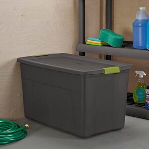 Sterilite Stackable 35 Gallon Storage Tote Box with Latching Container Lid for Home and Garage Space Saving Organization, Gray (8 Pack)