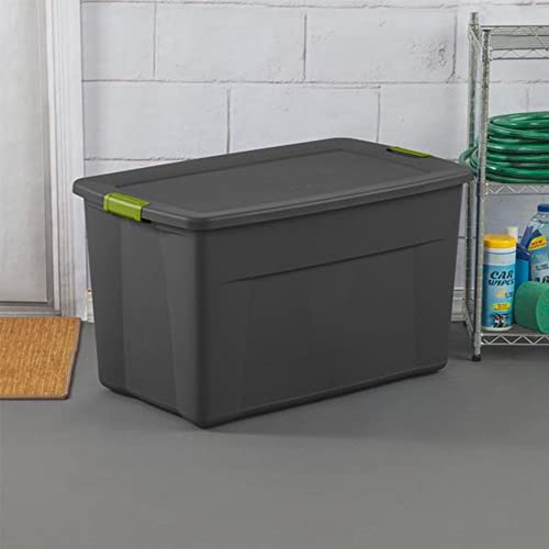 Sterilite Stackable 35 Gallon Storage Tote Box with Latching Container Lid for Home and Garage Space Saving Organization, Gray (8 Pack)