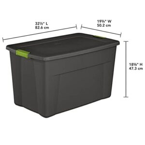 Sterilite Stackable 35 Gallon Storage Tote Box with Latching Container Lid for Home and Garage Space Saving Organization, Gray (8 Pack)