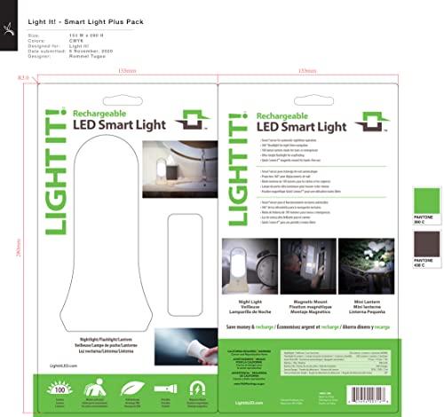 LIGHT IT! by Fulcrum, 18002-308 Rechargeable LED NightEye and Smart Light, White, Single Pack