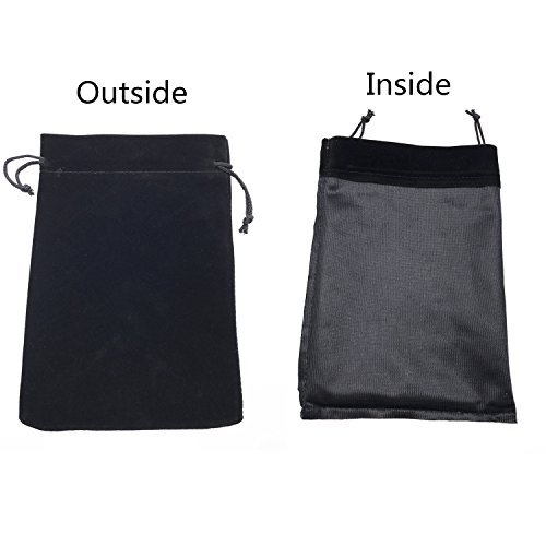 Lady Seven 6pcs 7" X 5" Velvet Cloth Jewelry Pouches/Drawstring Bags (Black and Gray)