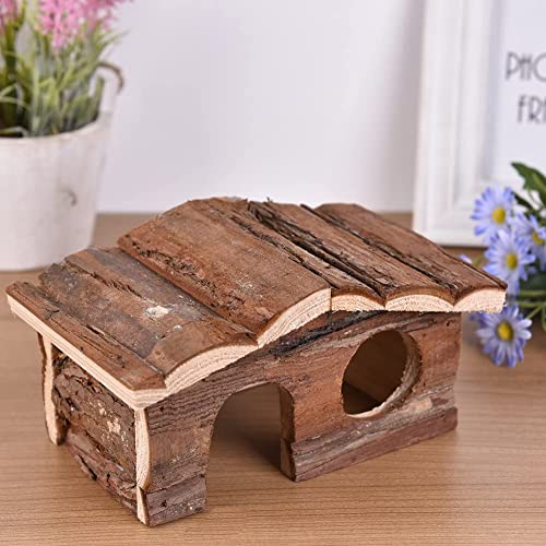 Hamster Chewing Toy Natural Wooden House Safe Hideout Hut for Mice Gerbils