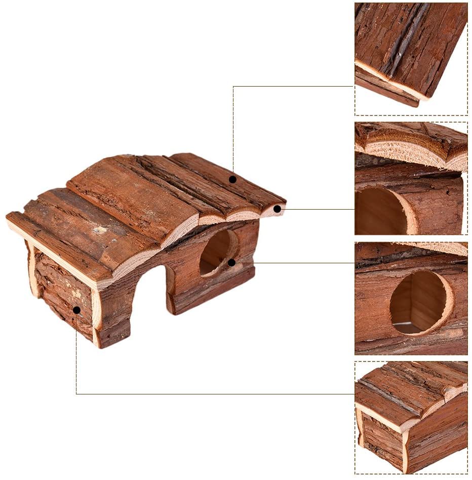 Hamster Chewing Toy Natural Wooden House Safe Hideout Hut for Mice Gerbils