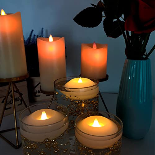 LARDUX LED Floating Candles - 4 PCS 3 Inch Flameless Floating Tea Lights Battery Operated Waterproof Wax Candle Lights for Bathtub Vase Table Centerpieces Decoration