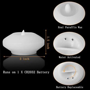 LARDUX LED Floating Candles - 4 PCS 3 Inch Flameless Floating Tea Lights Battery Operated Waterproof Wax Candle Lights for Bathtub Vase Table Centerpieces Decoration