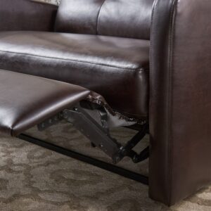 Christopher Knight Home Halima Leather 2-Seater Recliner, Brown, 37. 01 x 46. 46 x 39. 96 inches