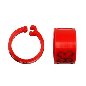 iherdsman 001-100 Multi-color Bird Leg Bands Numbered 8 mm Pigeon Parrot Chicks Leg Band Duck Clip Rings Bands (Red)