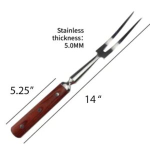 Sunrise Kitchen Supply Forged Full Tang Carving Fork with Wood Handle (14")