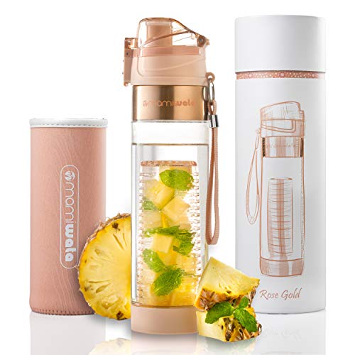 MAMI WATA Fruit Infuser Water Bottle – Unique Stylish Design – Includes Fruit Infused Water recipes eBook & Insulating sleeve – Create Naturally Flavoured Fruit Infused Water – Beautiful Gift Box