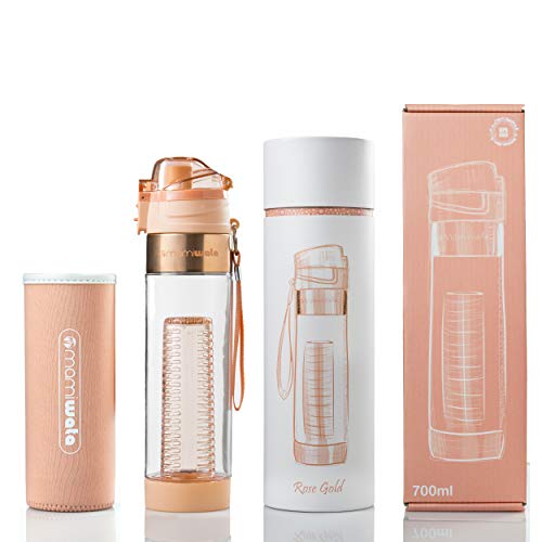 MAMI WATA Fruit Infuser Water Bottle – Unique Stylish Design – Includes Fruit Infused Water recipes eBook & Insulating sleeve – Create Naturally Flavoured Fruit Infused Water – Beautiful Gift Box