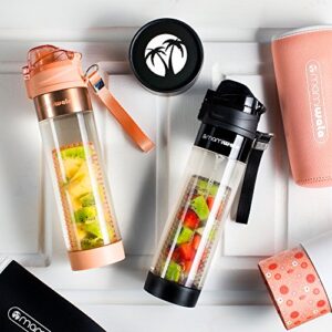 MAMI WATA Fruit Infuser Water Bottle – Unique Stylish Design – Includes Fruit Infused Water recipes eBook & Insulating sleeve – Create Naturally Flavoured Fruit Infused Water – Beautiful Gift Box