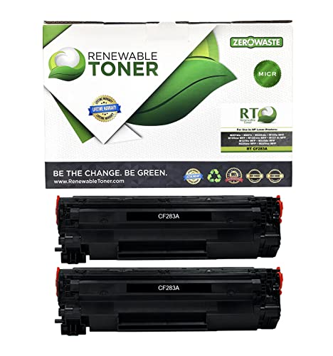 Renewable Toner Compatible MICR Toner Cartridge Replacement for HP 83A CF283A Laser Printers M125 MFP M127 MFP M201 M225 MFP (Pack of 2)