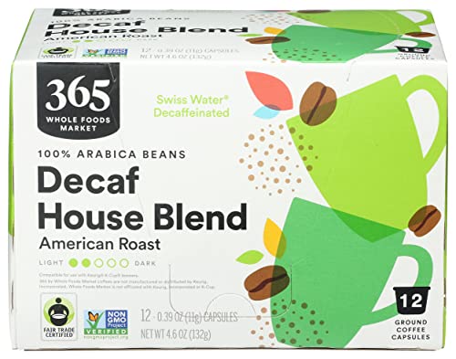 365 by Whole Foods Market, Coffee Decaf House Blend Amer Roast Pods 12 Count, 4.6 Ounce