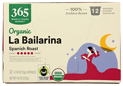 365 by Whole Foods Market, Coffee La Bailarina Spanish Roast Pods Organic 12 Count, 4.6 Ounce