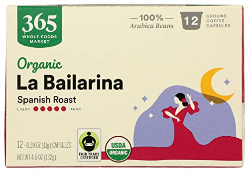 365 by Whole Foods Market, Coffee La Bailarina Spanish Roast Pods Organic 12 Count, 4.6 Ounce