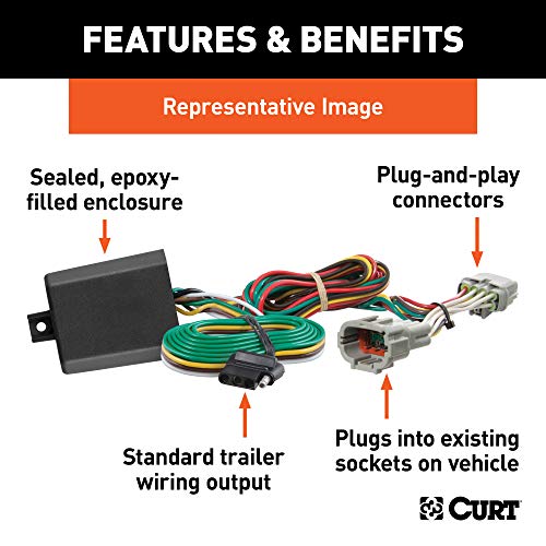 CURT 56327 Vehicle-Side Custom 4-Pin Trailer Wiring Harness, Fits Select Ford Transit-150, 250, 350, HD