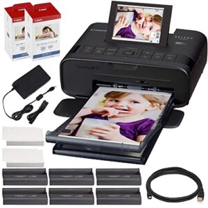 canon selphy cp1300 compact photo printer (black) with wifi w/ 2x color ink and paper set