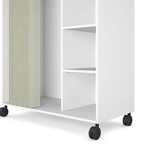 Tvilum Lola Mobile Curtain Storage Center, White/Natural Fabric