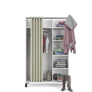 Tvilum Lola Mobile Curtain Storage Center, White/Natural Fabric