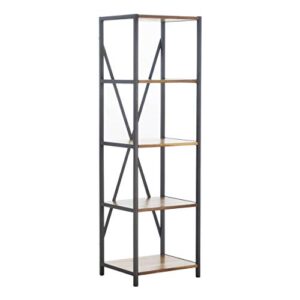 christopher knight home roney acacia wood bookcase with iron accents, 17", natural stained with rustic metal