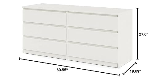 Tvilum 6 Drawer Double Dresser, White