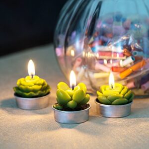 Cactus Tealight Candles,12 Pieces Handmade Delicate Succulent Cactus Candles for Party Wedding Spa Home Decoration Gifts