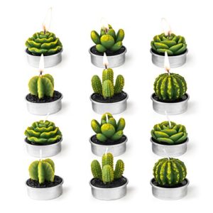 Cactus Tealight Candles,12 Pieces Handmade Delicate Succulent Cactus Candles for Party Wedding Spa Home Decoration Gifts