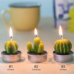 Cactus Tealight Candles,12 Pieces Handmade Delicate Succulent Cactus Candles for Party Wedding Spa Home Decoration Gifts