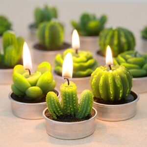 Cactus Tealight Candles,12 Pieces Handmade Delicate Succulent Cactus Candles for Party Wedding Spa Home Decoration Gifts