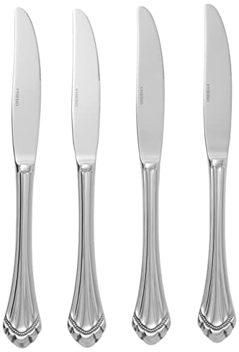 Oneida Marquette Fine Flatware Dinner Knives, Set of 4, 18/10 Stainless Steel, Silverware Set, Dishwasher Safe