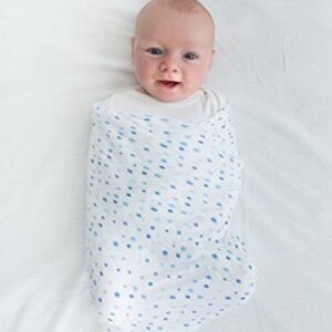 Amazing Baby Silky Swaddle Muslin Blankets, Set of 2, Bamboo Viscose, Drops and Dots, Blue