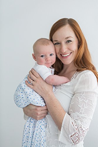 Amazing Baby Silky Swaddle Muslin Blankets, Set of 2, Bamboo Viscose, Drops and Dots, Blue