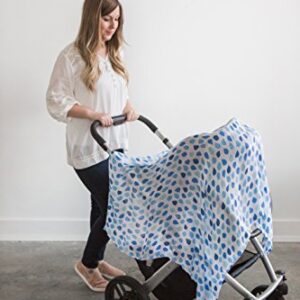 Amazing Baby Silky Swaddle Muslin Blankets, Set of 2, Bamboo Viscose, Drops and Dots, Blue