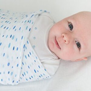 Amazing Baby Silky Swaddle Muslin Blankets, Set of 2, Bamboo Viscose, Drops and Dots, Blue