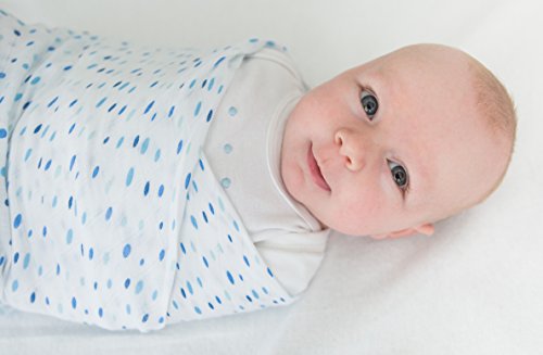 Amazing Baby Silky Swaddle Muslin Blankets, Set of 2, Bamboo Viscose, Drops and Dots, Blue