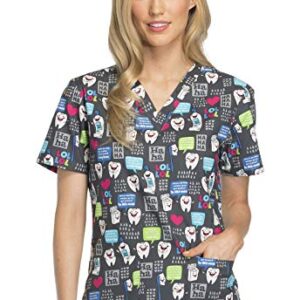 Dickies womens V-neck Top Medical Scrubs, Have a Laugh, X-Small US