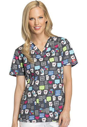 Dickies womens V-neck Top Medical Scrubs, Have a Laugh, X-Small US