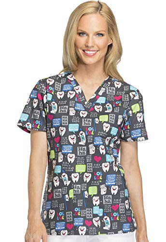 Dickies womens V-neck Top Medical Scrubs, Have a Laugh, X-Small US