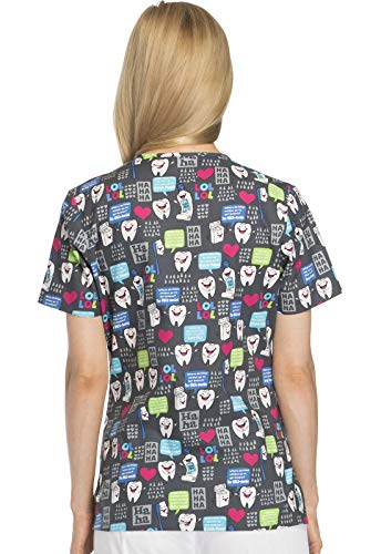 Dickies womens V-neck Top Medical Scrubs, Have a Laugh, X-Small US