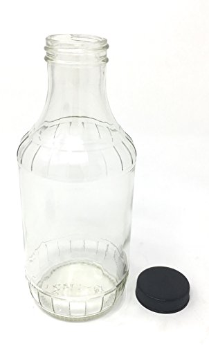 16 oz BBQ Glass Bottle with Black Plastic Lid 12-pack by Packaging For You