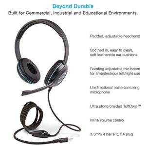 Cyber Acoustics 3.5mm Stereo Headset (AC-5002) with Noise Canceling Microphone for PCs, Tablets, and Cell Phones in The Classroom or Home