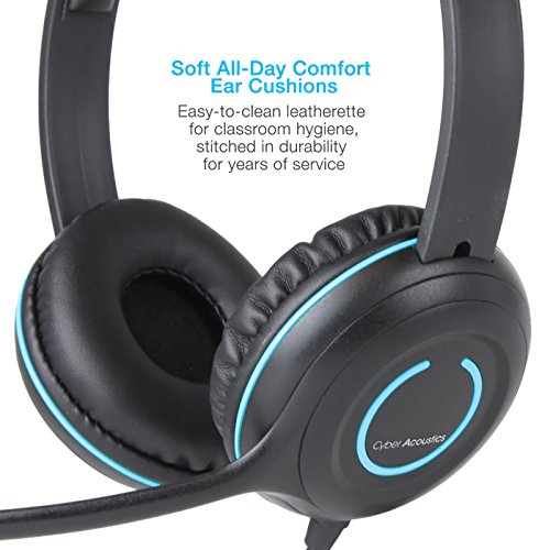 Cyber Acoustics 3.5mm Stereo Headset (AC-5002) with Noise Canceling Microphone for PCs, Tablets, and Cell Phones in The Classroom or Home